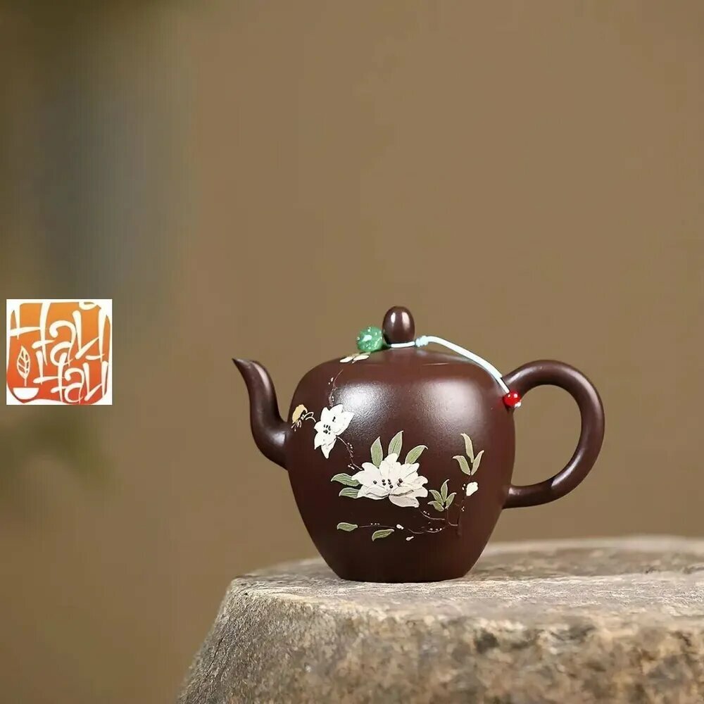Чайник исинский, из фиолетовой глины, шоколадный, ручная формовка