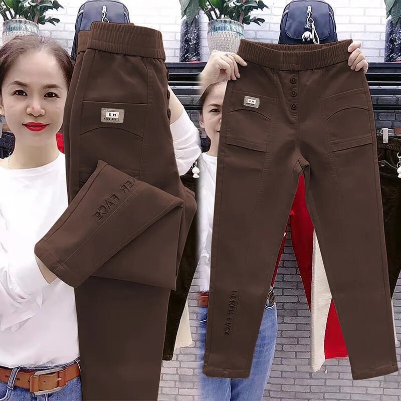 Женские коричневые брюки Harun 2026, 4XL, Coffee