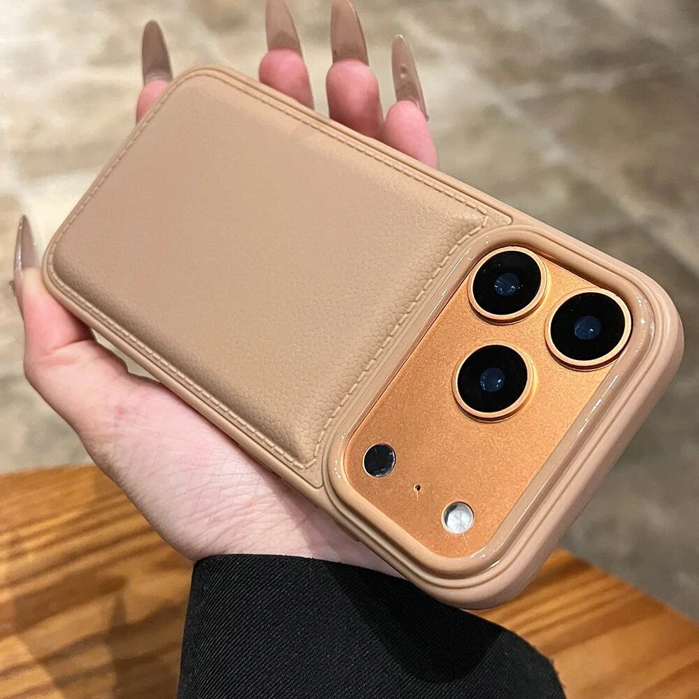 Роскошный чехол-накладка Drum Cortex Plain для iPhone 17 Air 16 15 14 Айфон 15, Коричневый, Khaki