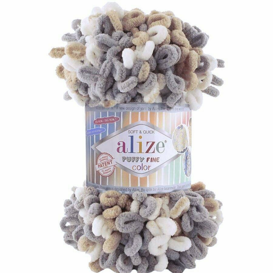 Пряжа Alize PUFFY FINE COLOR 6403 принт (5 мотков)