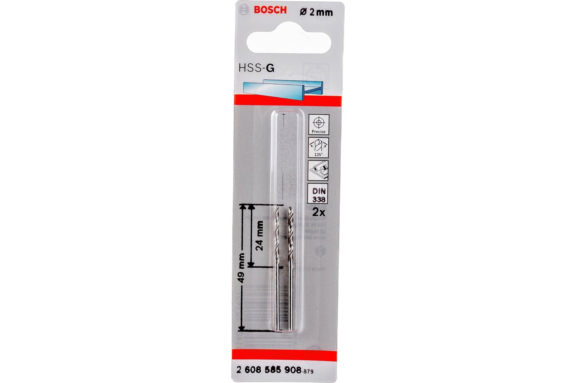 Сверло Standard по металлу 2 шт. (2х24/49 мм; HSS-G) Bosch 2608585908