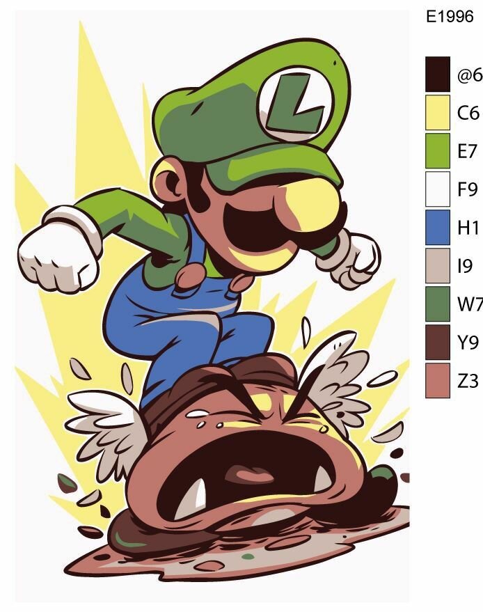 Детская картина по номерам E1996 "Super Mario (Супер Марио). Луиджи" 20x30