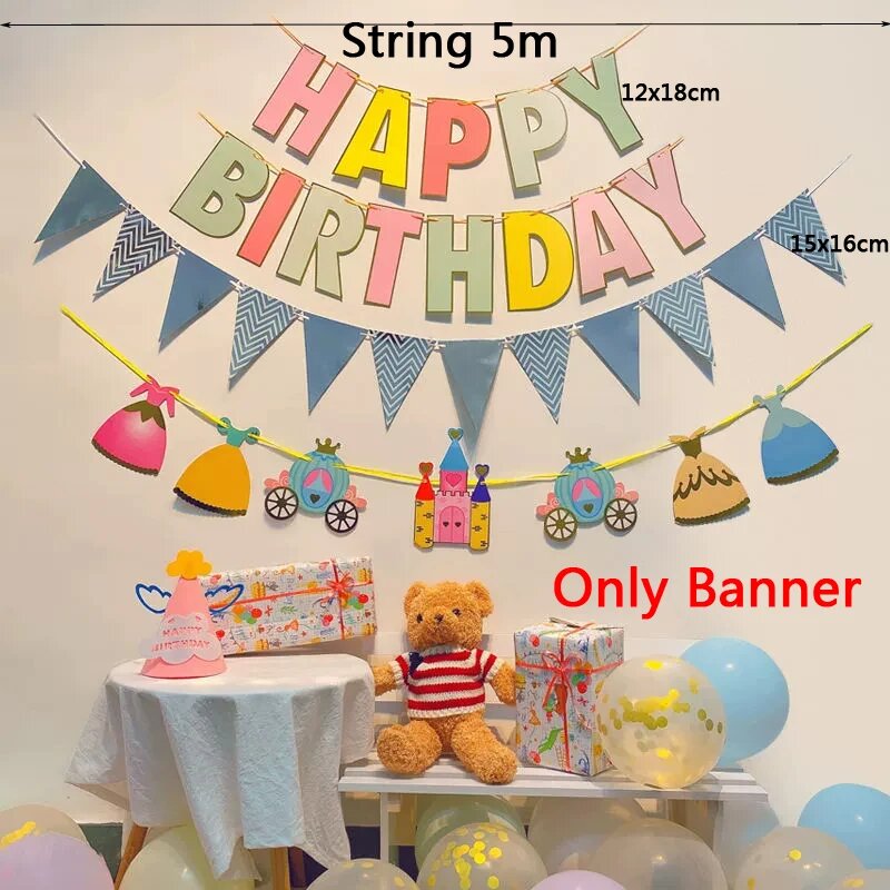 Флаг на день рождения Happy Birthday, 5 м, SetF 3PC
