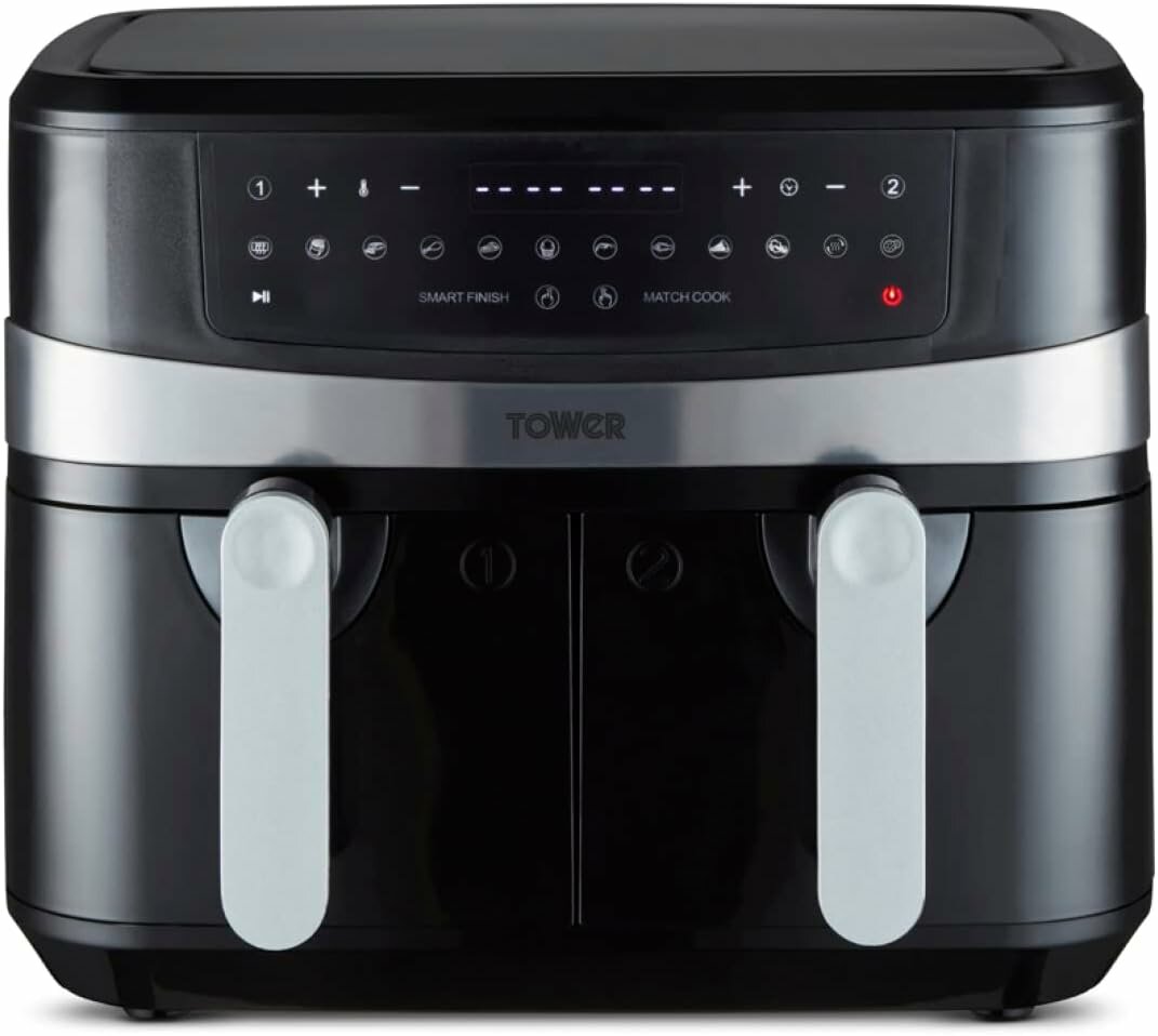 Tower Аэрофритюрница T17088 Vortx 9L с двумя корзинами, технологией Smart Finish, мощностью 2600 Вт