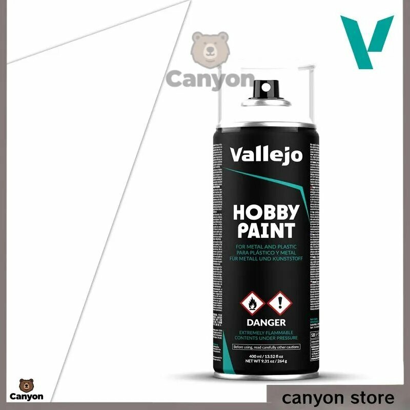 Краски акриловые аэрозольные для моделирования Vallejo серии Basic Primer - White Primer 28010 (400мл)