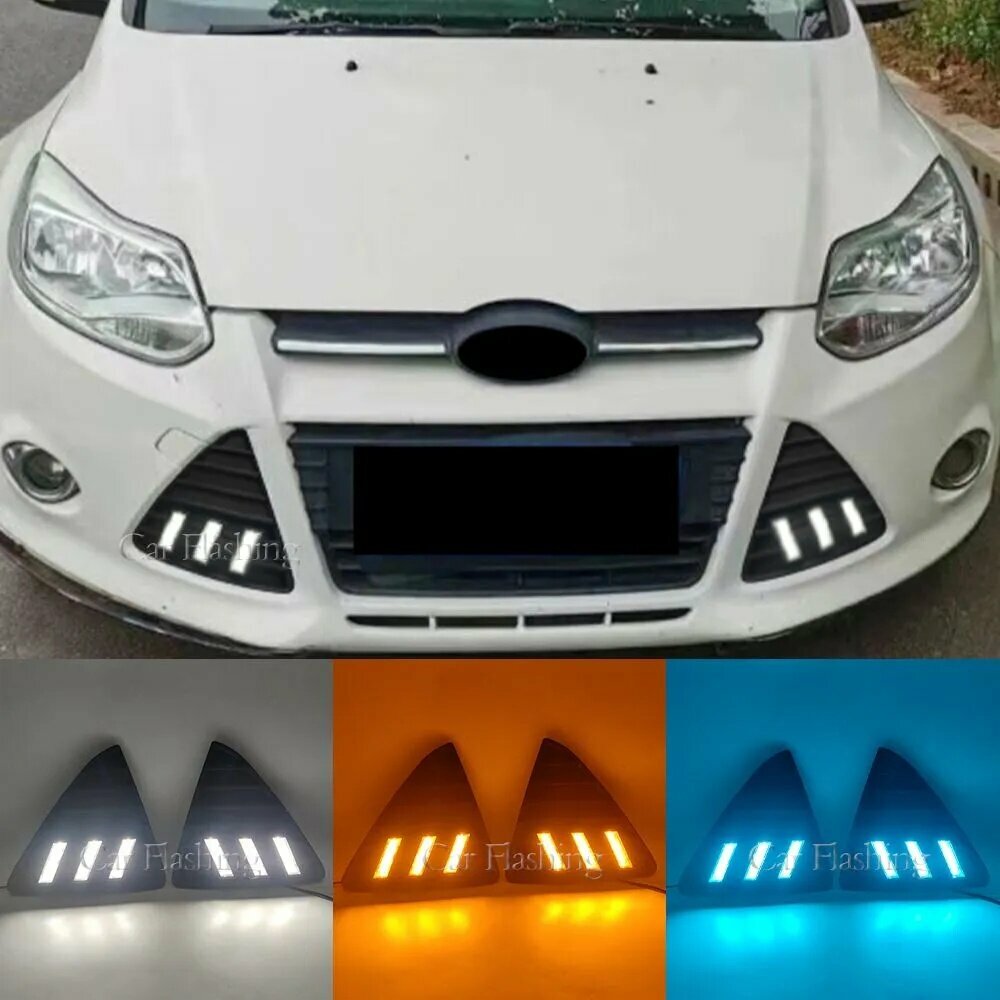 Ford Focus 3 MK3 2012-2014 ДХО Дневные ходовые огни Светодиодные противотуманные фары Указатели поворота