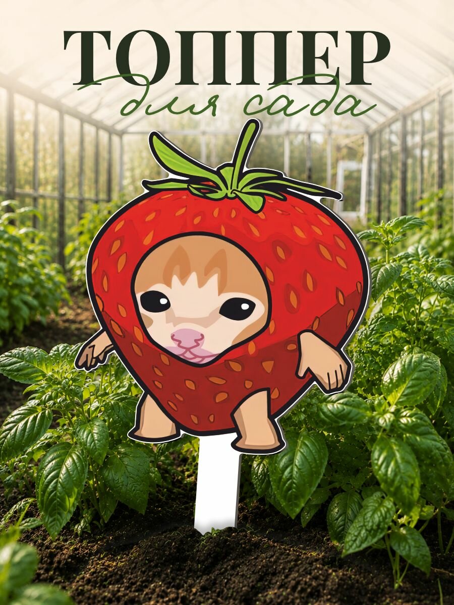 Фигурки для сада смешной кот - клубника