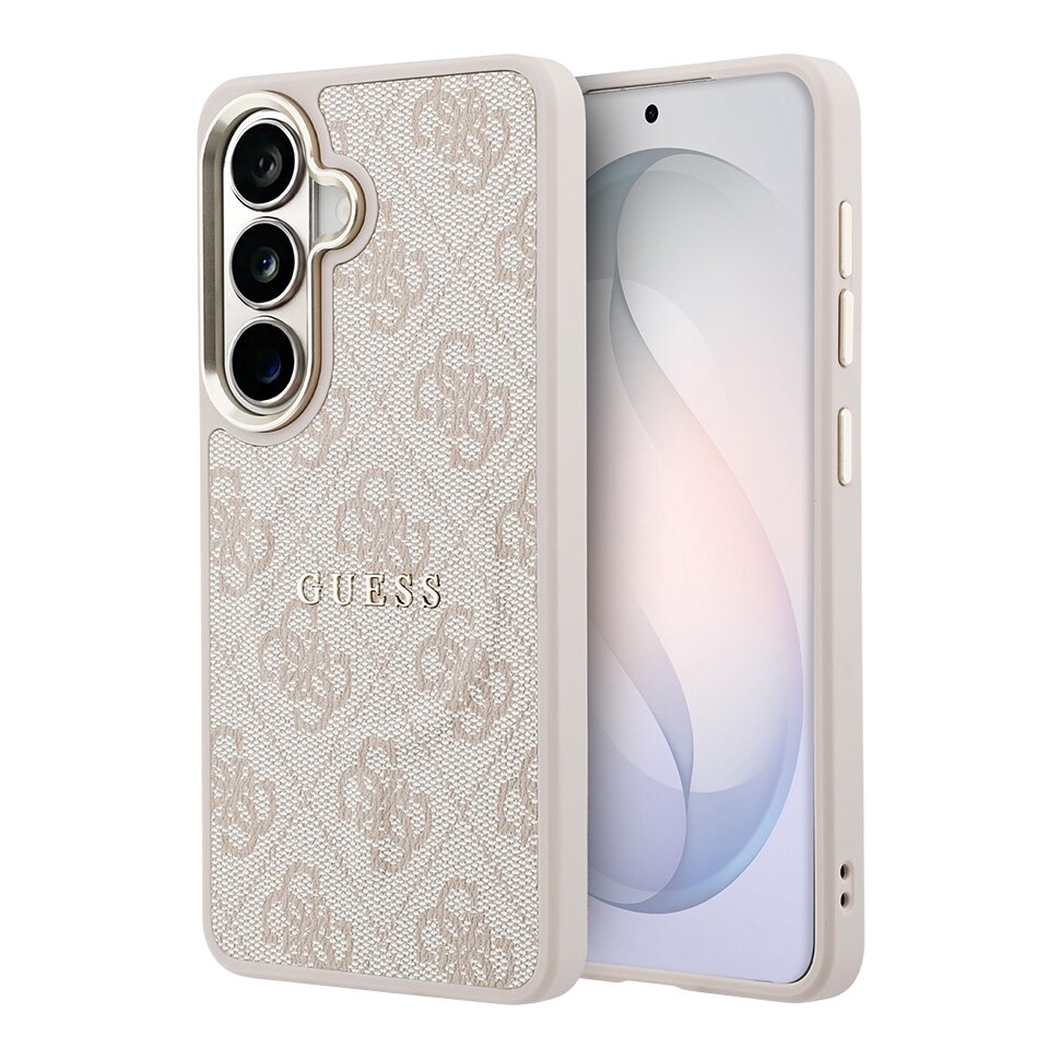 Guess чехол с MagSafe для Galaxy S26+, кожа PU 4G, Classic metal logo & Camera, розовый