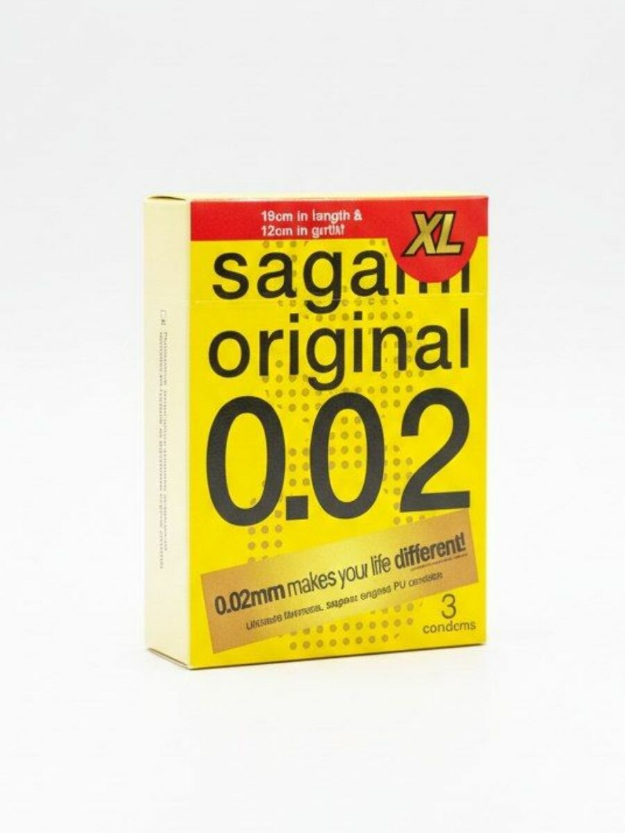 Презервативы полиуретановые Sagami Original 0.02 XL-SIZE, 3 шт. увеличенного размера XL