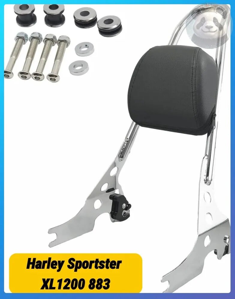 Спинка для мототехники Harley Davidson Sportster XL1200 XL883 2004-2024 Черная кожа