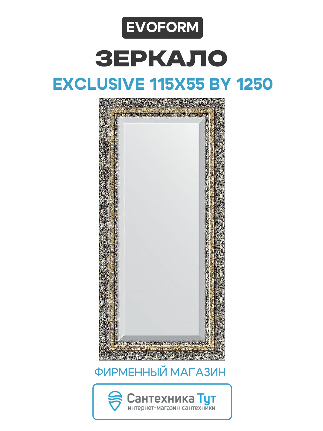 Зеркало Evoform Exclusive 115х55 BY 1250 с фацетом в багетной раме - Виньетка бронзовая 85 мм стекло бронза