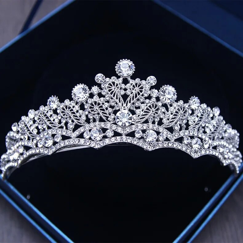 Серебряные хрустальные тиары George Black Crystal