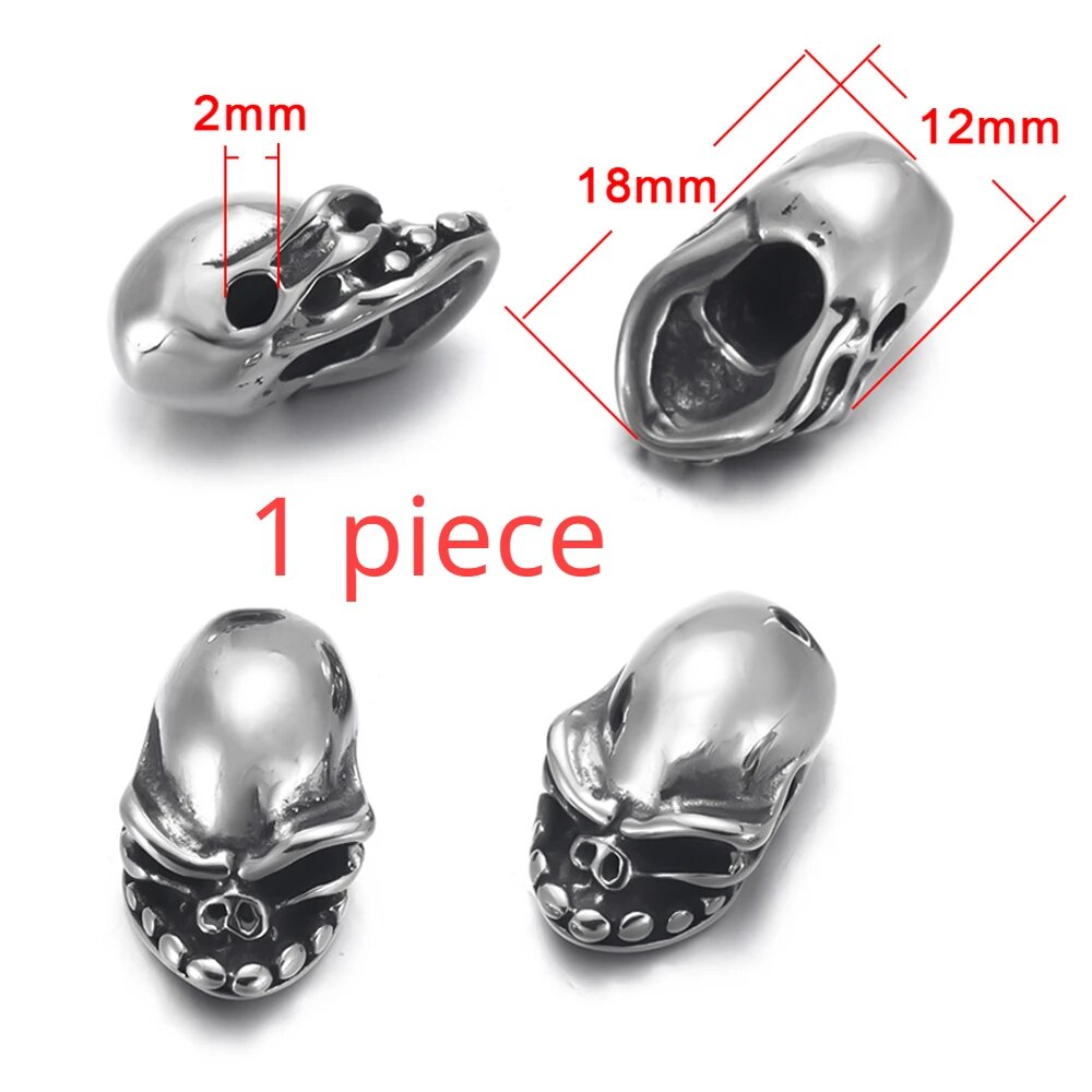 Нержавеющая сталь бусины череп для браслетов Серебряный, 1piece Skull 13