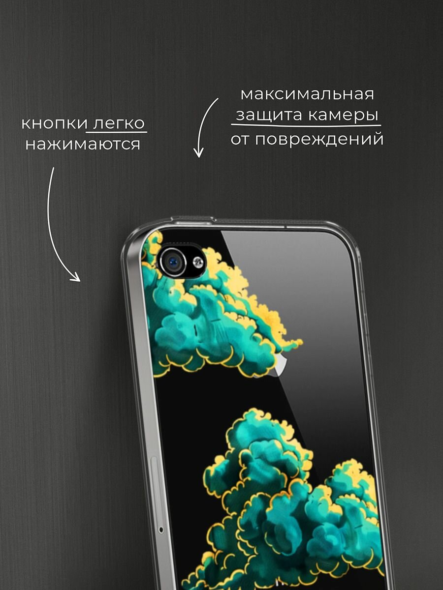Чехол на Apple iPhone 4/4S / Айфон 4/4S с принтом Звезды с облаками, прозрачный — фото 1