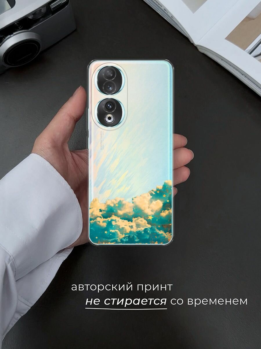 Чехол на Honor 90 / Хонор 90 с принтом Облака и звездное небо, прозрачный — фото 1