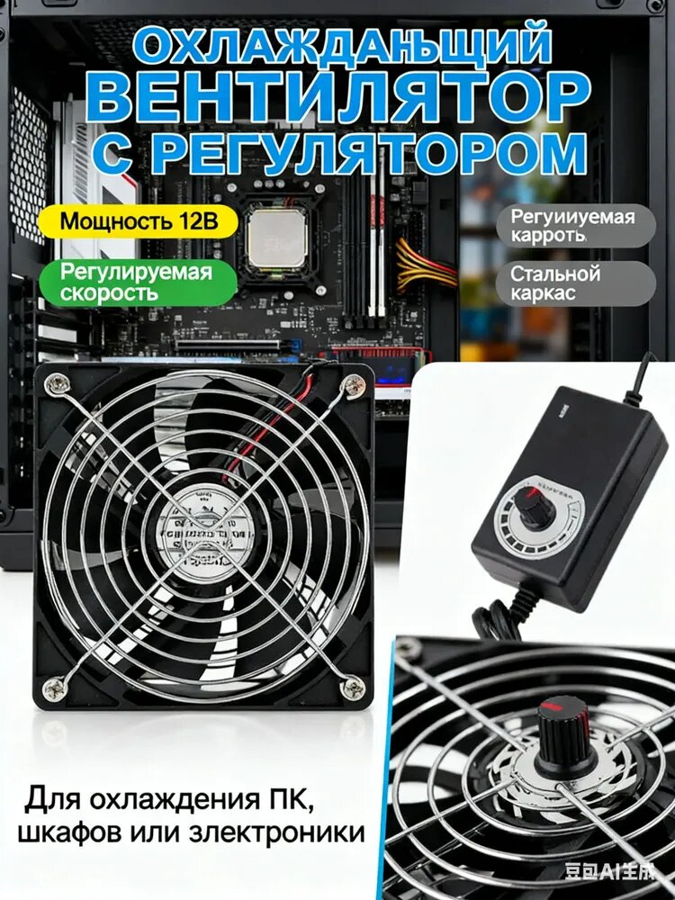 GEALFIS Вентилятор 120 120 мм с плавной регулировкой оборотов, бесшумный, гидродинамический подшипник, PWM управление, для ПК и серверов, 1 шт