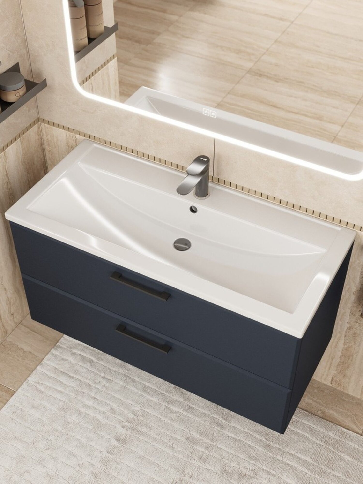 Раковина для ванной Uperwood Foster 291020344, 100 см, белая глянцевая