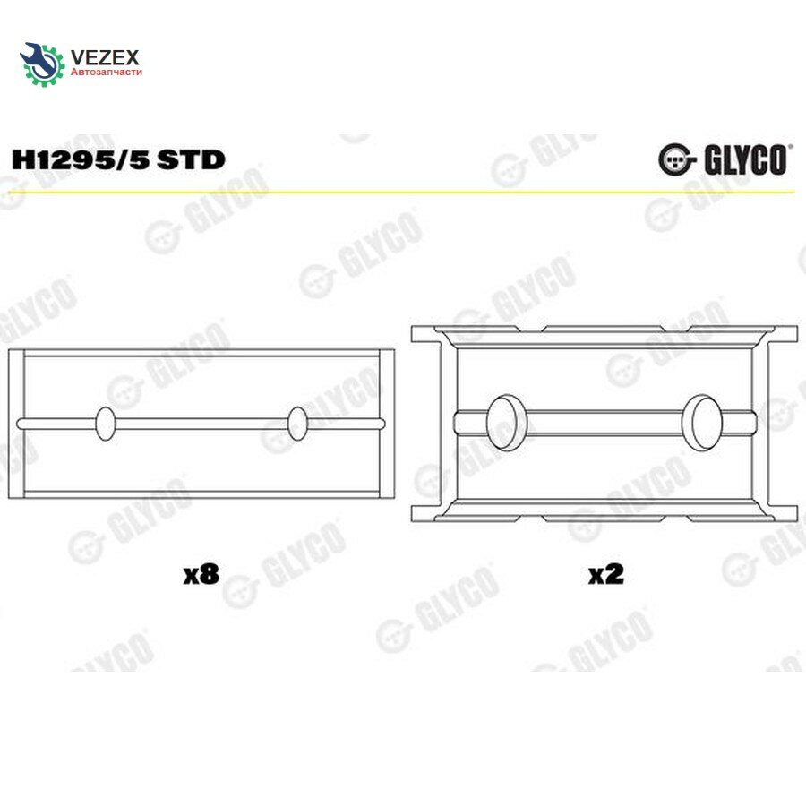GLYCO H1295/5 STD Коренной вкладыш (комплект)