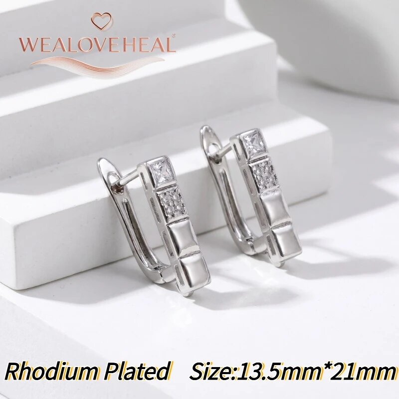 Сережки WEALOVEHEAL, Rhodium plated, 13.5*21mm