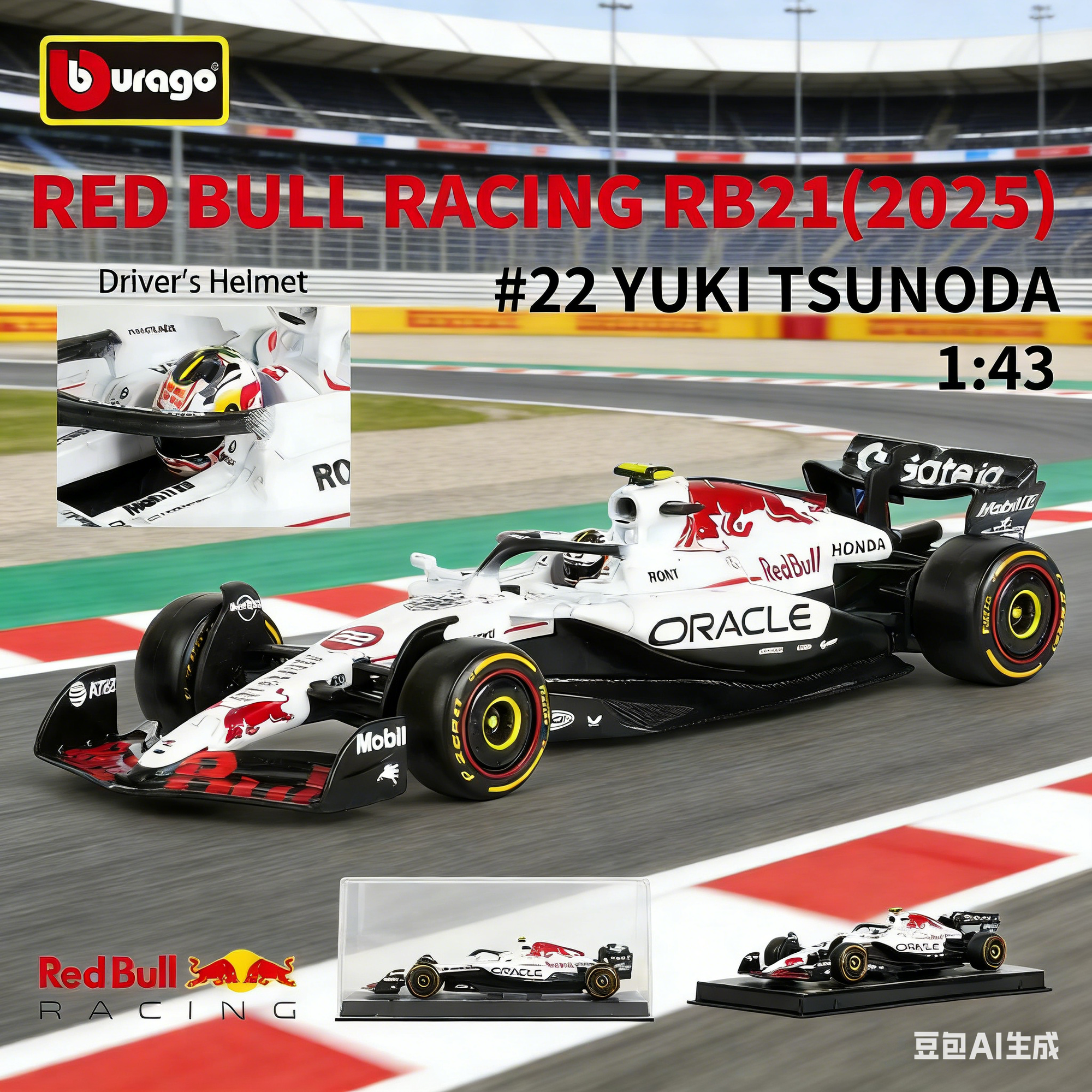 Коллекционная модель F1 Red Bull RB21 Гран-при Японии 2025 Bburago 1:43, прозрачная акриловая коробка
