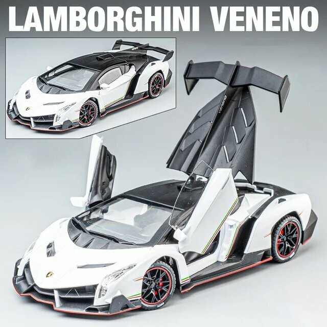 1:24 Lamborghini Veneno Supercar Литая игрушечная модель автомобиля со звуком и светом Детская игрушка Коллекционная вещь Подарок на день рождения