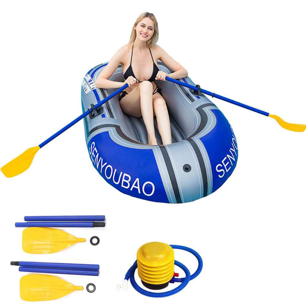 PVC Каюта Инфляционная Лодка На 1 Человека С Пaddle И Air Pump, Синяя, Грузоподъемность 200lb, Длина 155cm, Пaddle 120*13.5*2.6cm, Вес Пaddle 670g, Размер Пакета 35*25*5cm, Вес Пакета 1800g, В kompleкте: 1 Каюта, 1 Ручной насос, 2 Пaddle