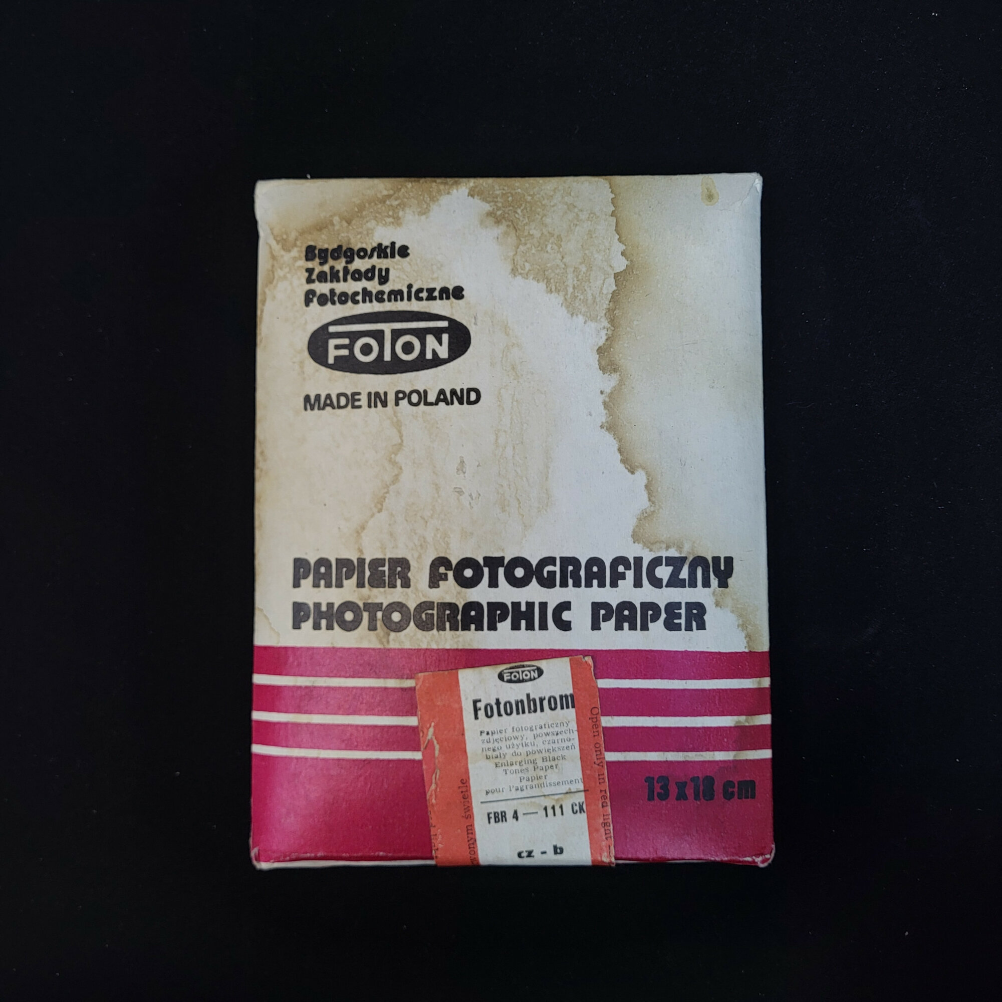 Бумага фотобумажная винтажная, СССР. Fotonbrom Foton, черно белая, 50 листов, 13х18 см