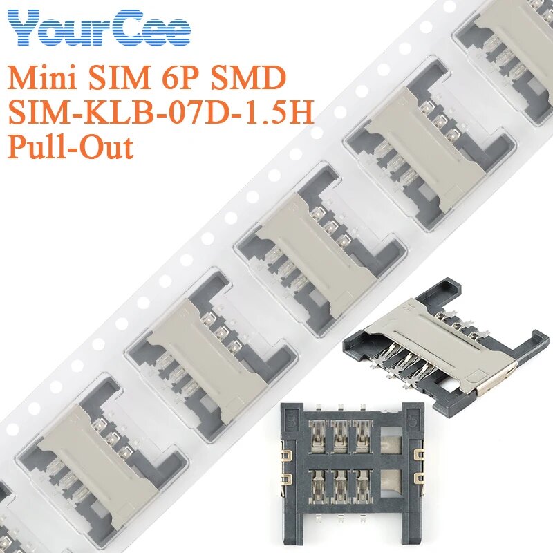 20 шт./5 шт. Разъемы для SIM-карт на 6/7/8/9/10 контактов: Mini/Micro/Nano 5pcs, SIM-KLB-07D-1.5H
