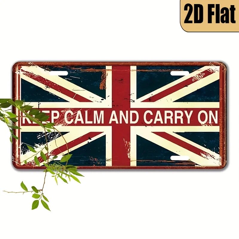 Декоративная табличка "Keep calm and carry on" из алюминия