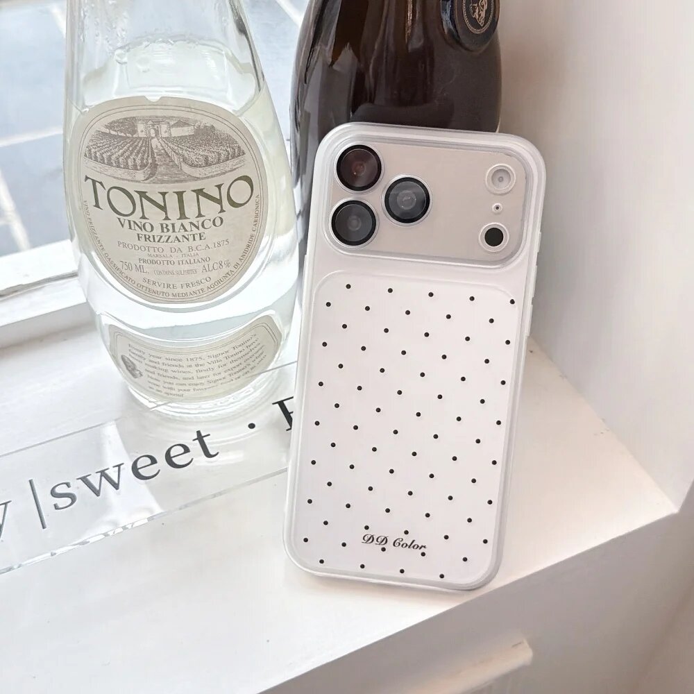Чехол для iPhone 17 Pro Max с узором в горошек, цветной, из мягкого ТПУ, iPhone17 Про, Белый, White