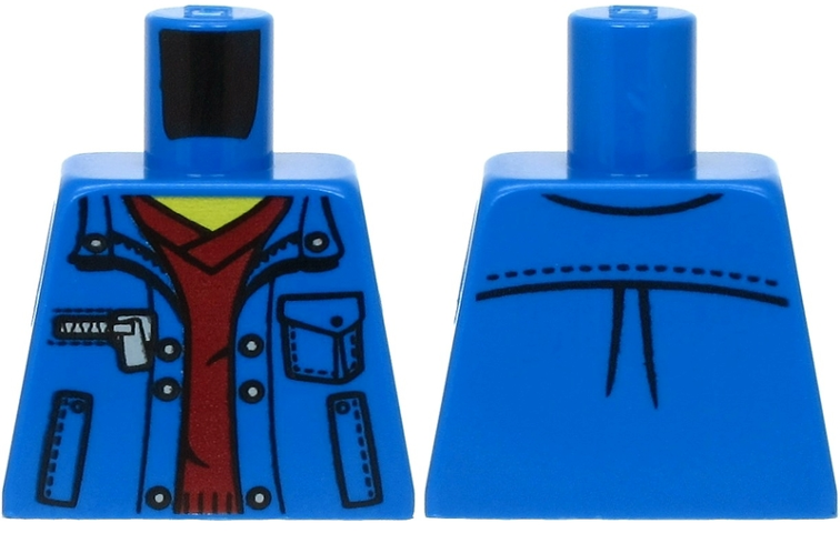 Torso Jacket with Pockets over Dark Red V-Neck Sweater Pattern, 973pb1558 Blue U