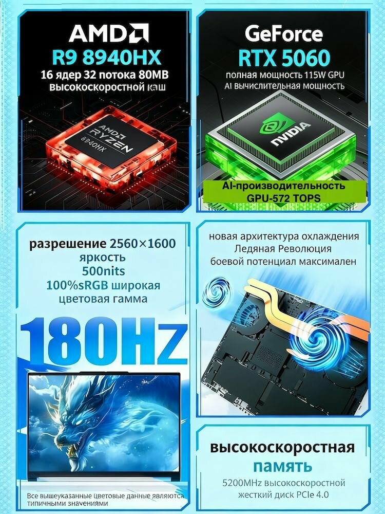 Игровой ноутбук MECHREVO JiaoLong 16Pro, R9-8940HX, RTX5060, 32ГБ/1ТБ, Русская раскладка — фото 1