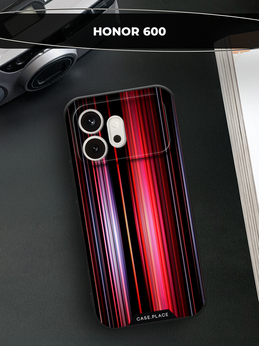 Черный матовый чехол на Honor 600 / Хонор 600 с принтом Оттенки красного
