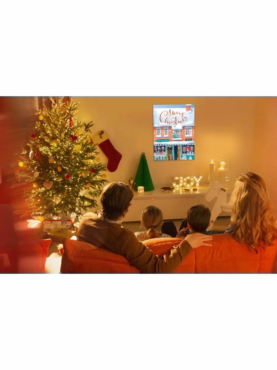 Постер новогодний Merry Christmas Рождественская лавка (40х50 см)
