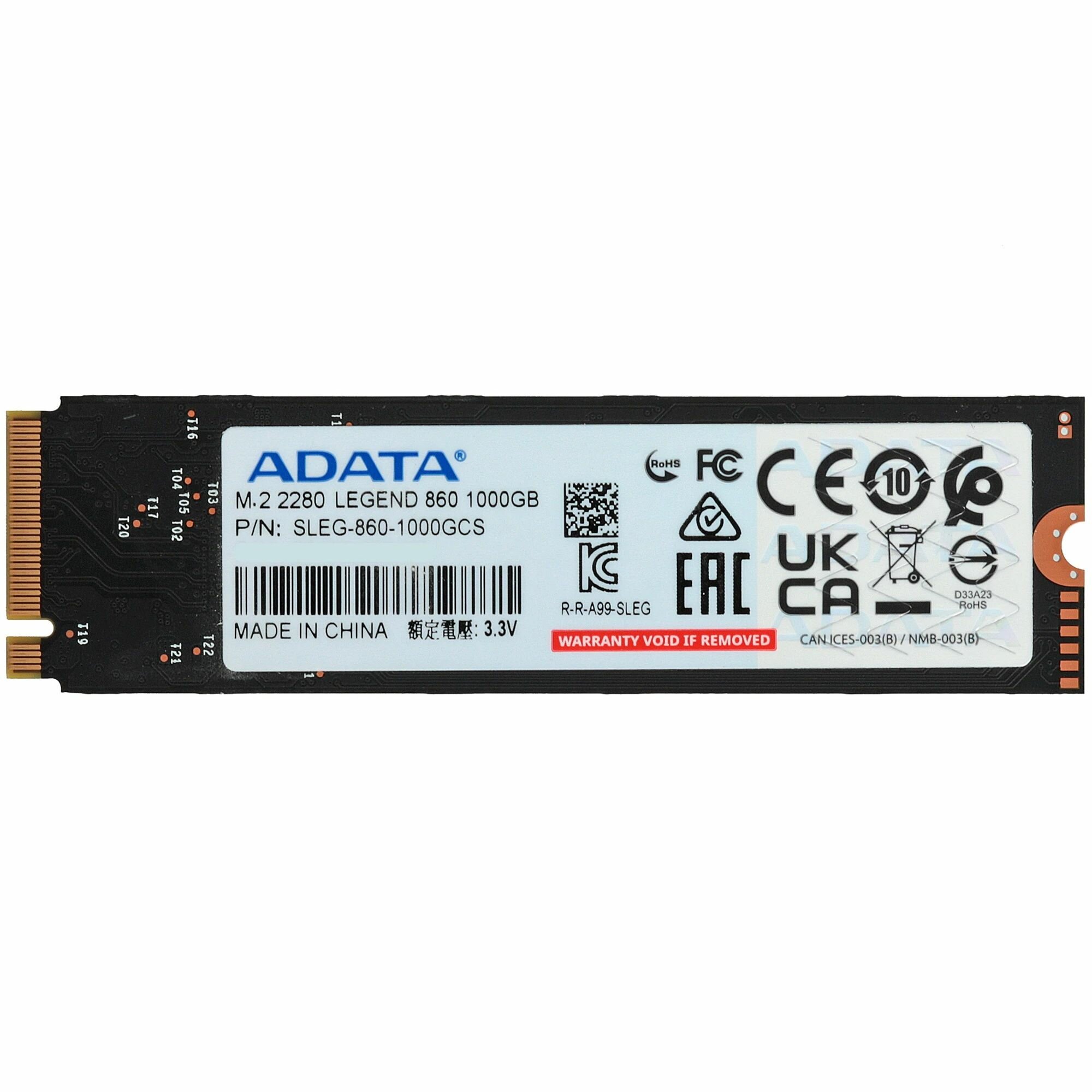 1 ТБ M.2 NVMe накопитель ADATA LEGEND 860 (SLEG-860-1000GCS) - PCI-E 4.0, чтение - 6000 МБ/с, запись - 4000 МБ/c, TBW - 320