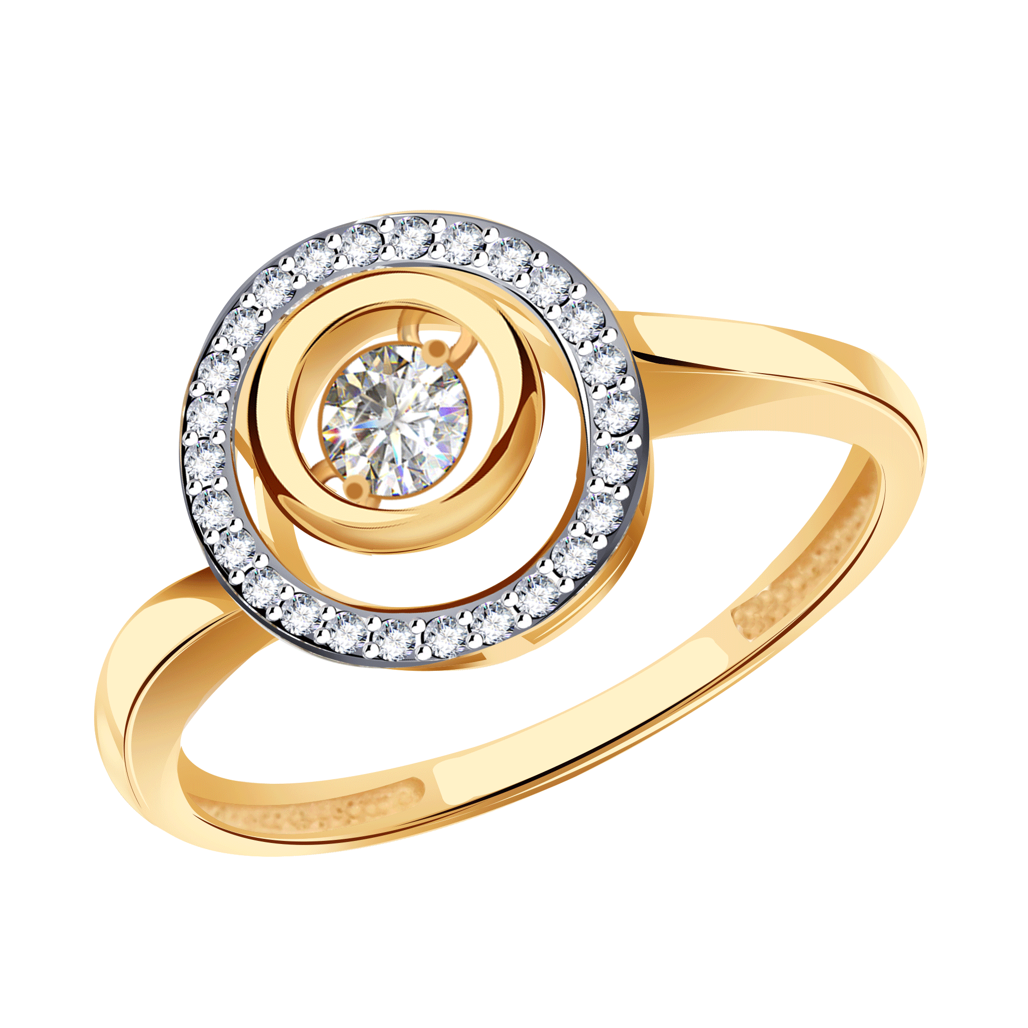 Кольцо Diamant online, красное золото, 585 проба, фианит