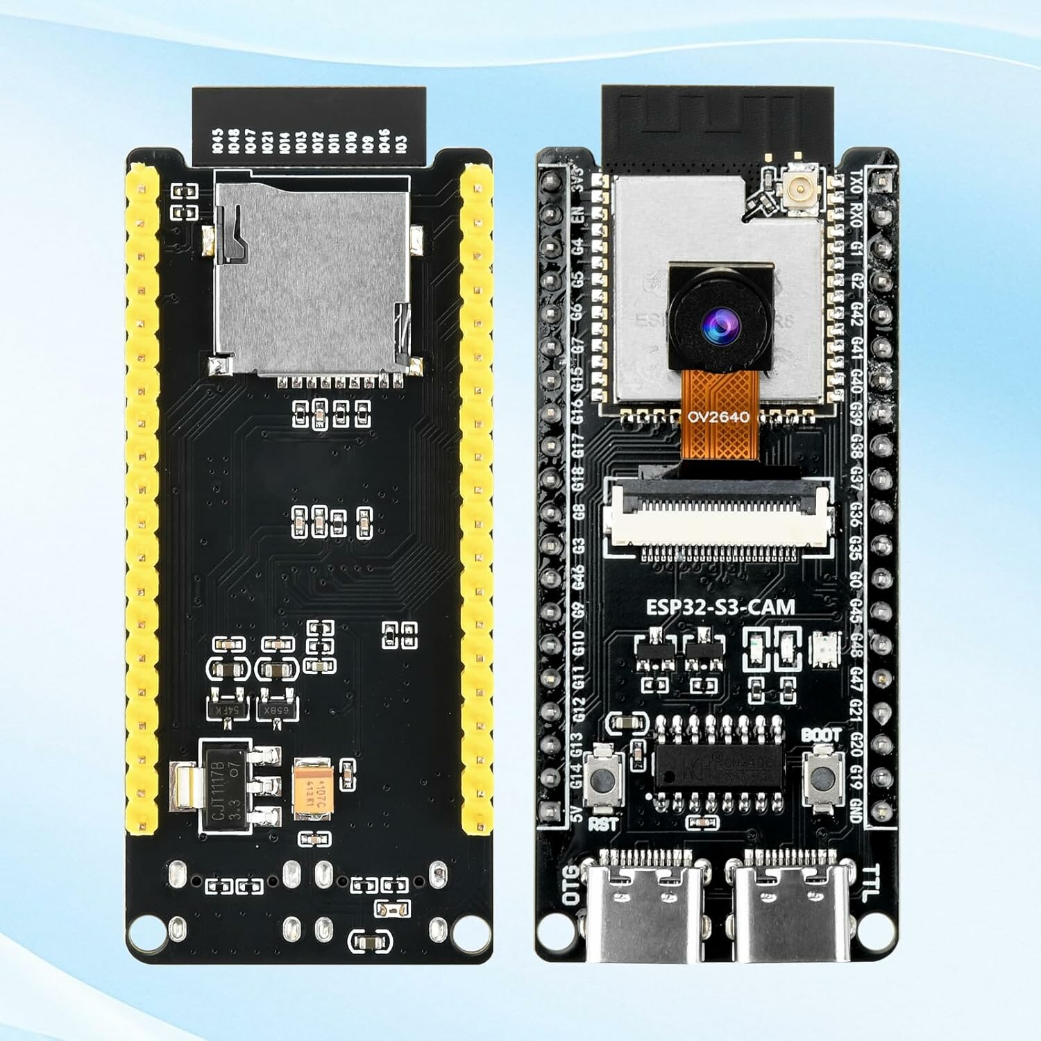 Готовая платформа для ИИ и IoT: камера OV2640 на ESP32-S3 (N16R8) с двумя портами Type-C. Для создания камер видеонаблюдения, систем распознавания лиц и умных устройств