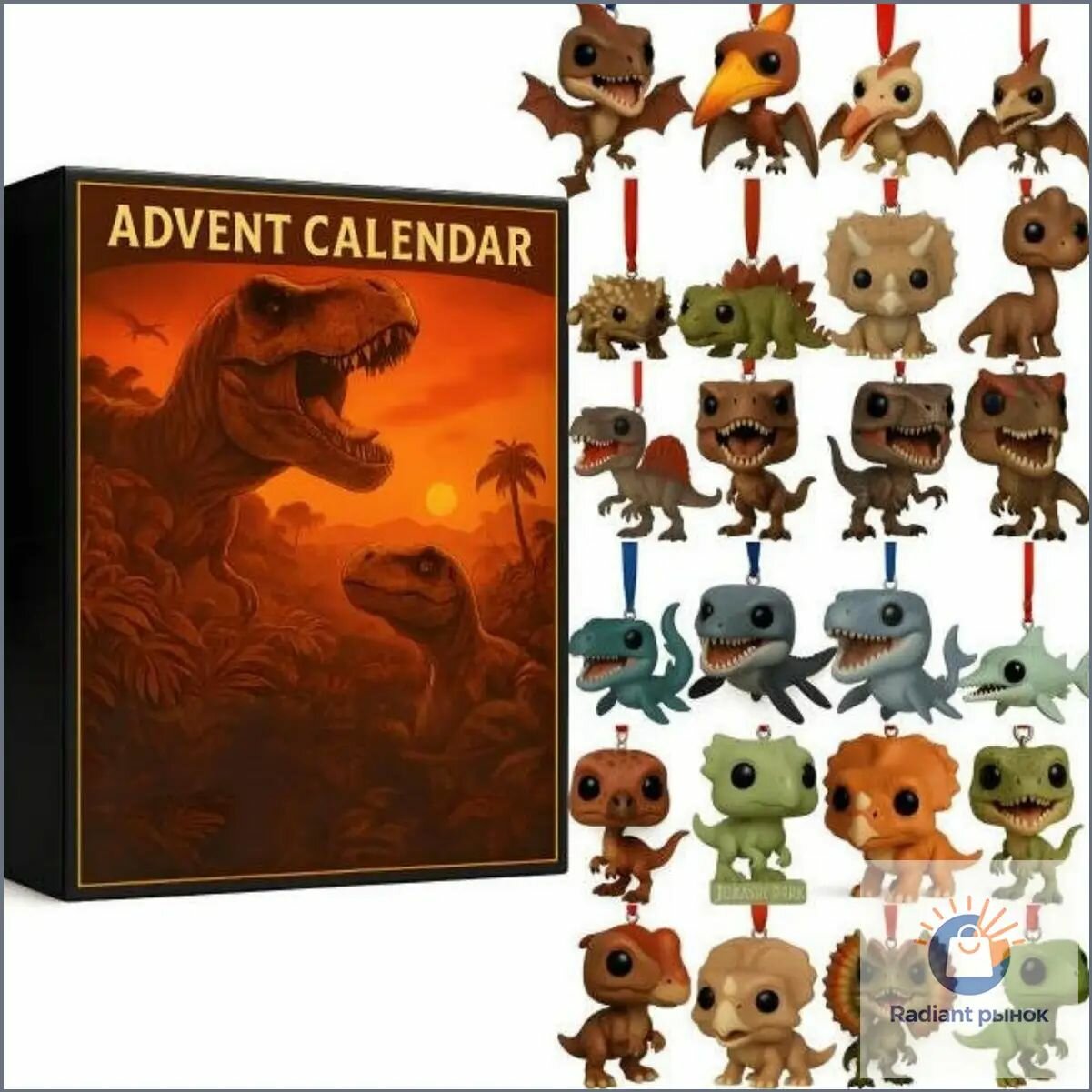 Календарь Dinosaur Countdown с сюрпризом загадочная коробка и пугающая кукла