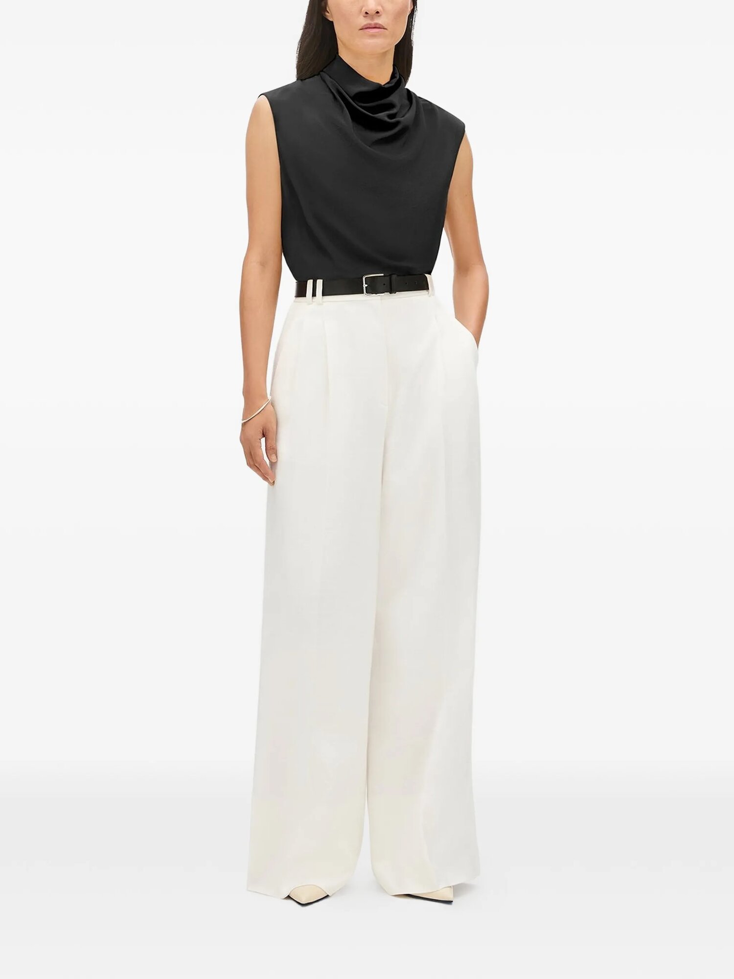 Топ Another Tomorrow Cowl-neck draped top, размер 50 — фото 1