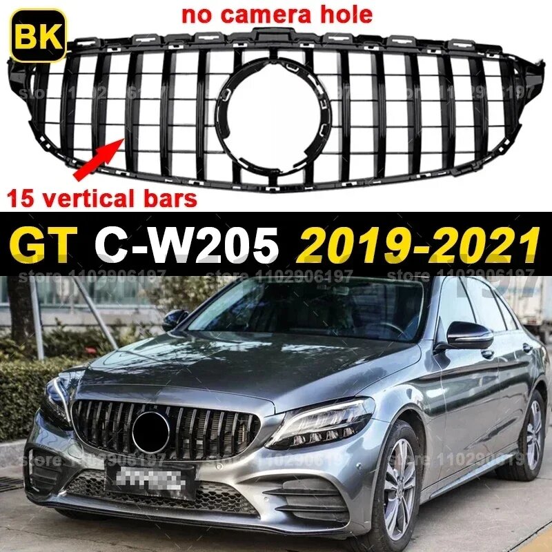 Для 2019-2021 W205 C Class Mercedes Benz C180 C200 C220 C250 C260 C300 C350 C400 C450 C43 C63 AMG Бампер Mesh Racing Grille