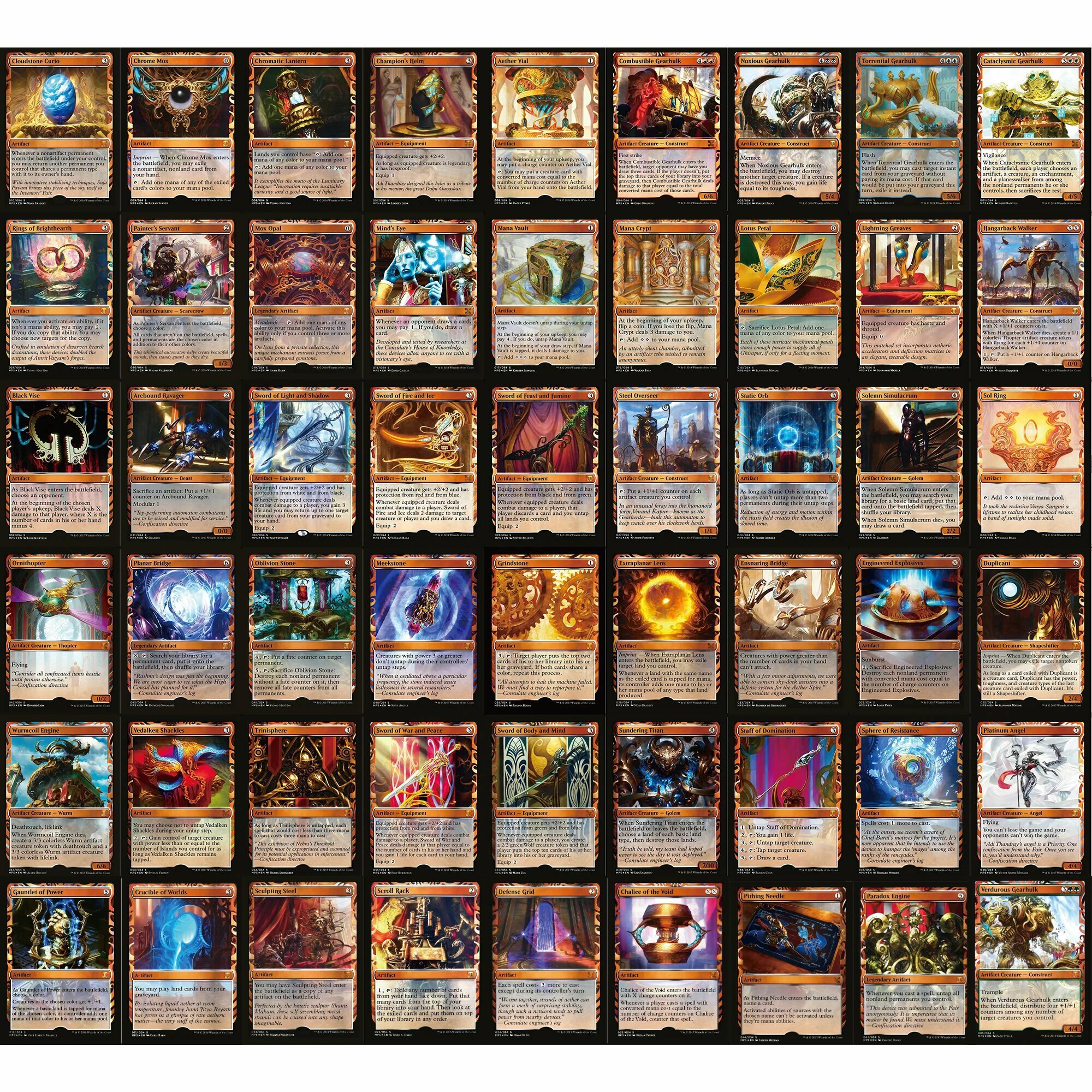 Полный набор карт Magic: The Gathering "Изобретения Каладеша" Hasbro MPS-Full Set-54PCS