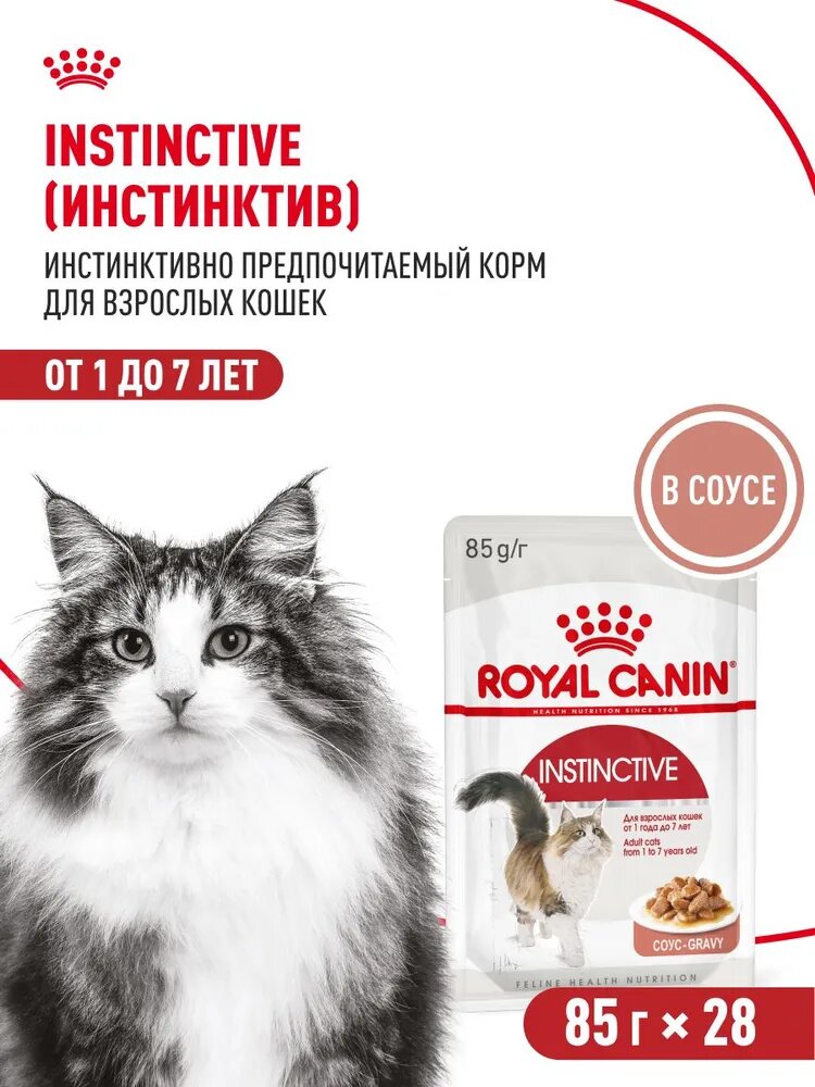 Влажный корм для кошек Royal Canin Instinctive для привередливых в соусе 85 г х 28 шт