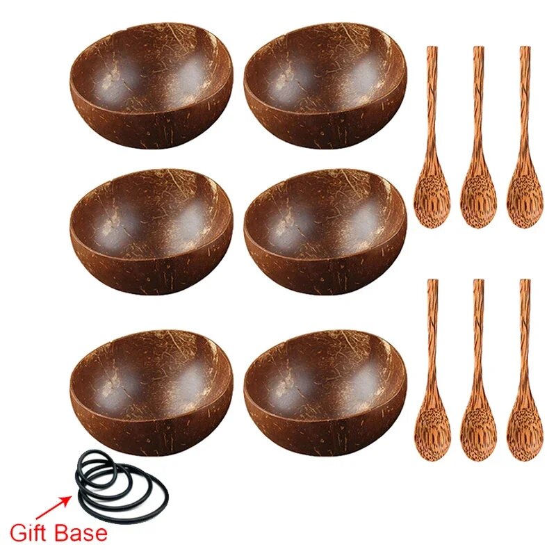 Набор мисок из кокосовой скорлупы RSCHEF 4 штуки 6 bowl 6 spoon