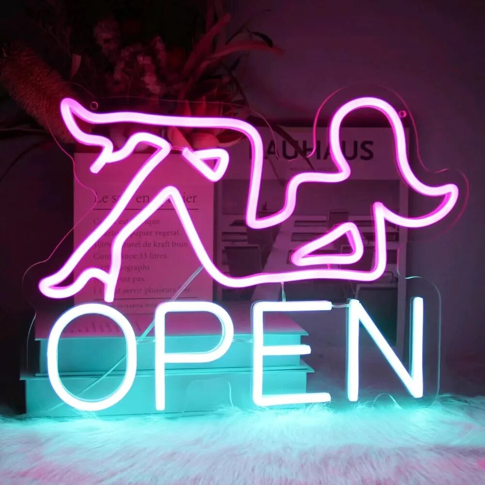Светодиодная неоновая вывеска "OPEN", регулируемая яркость, для бизнеса, ультраяркие светящиеся вывески, питание от 5V USB
