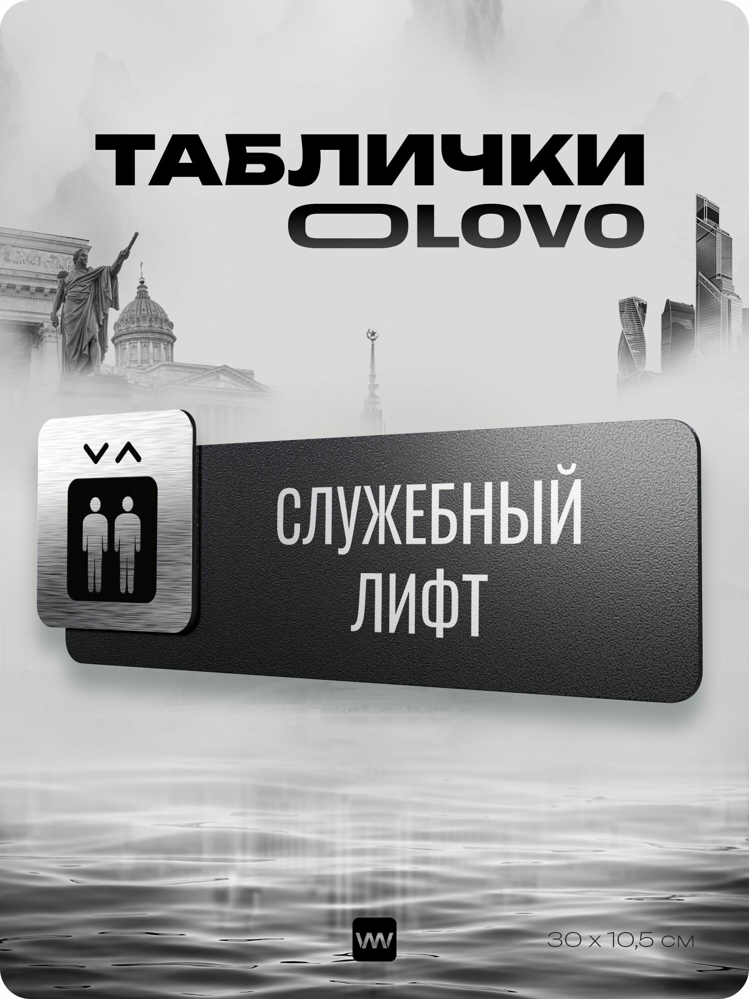 Табличка "Служебный лифт" на дверь, стену, для офиса, общественного места, серия OLOVO/олово SLV, Айдентика Технолоджи
