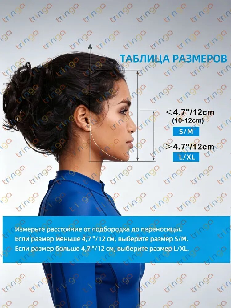 Маска для плавания Tringa S/M двухтрубная полнолицевая для снорклинга с креплением для экшн-камер — фото 1