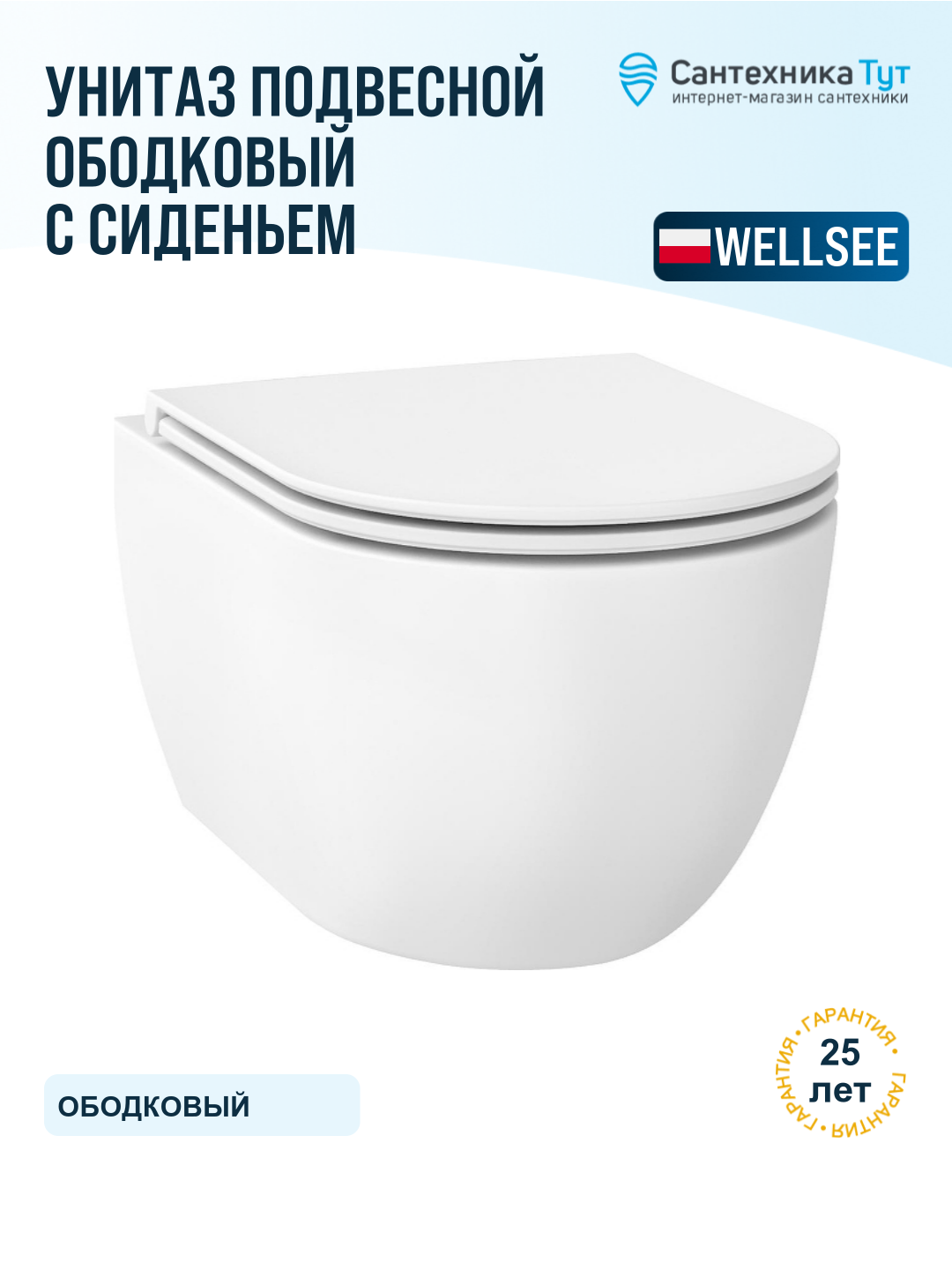 Унитаз Wellsee Chalice Perfection 182608001 подвесной цвет Белый матовый с сиденьем Микролифт