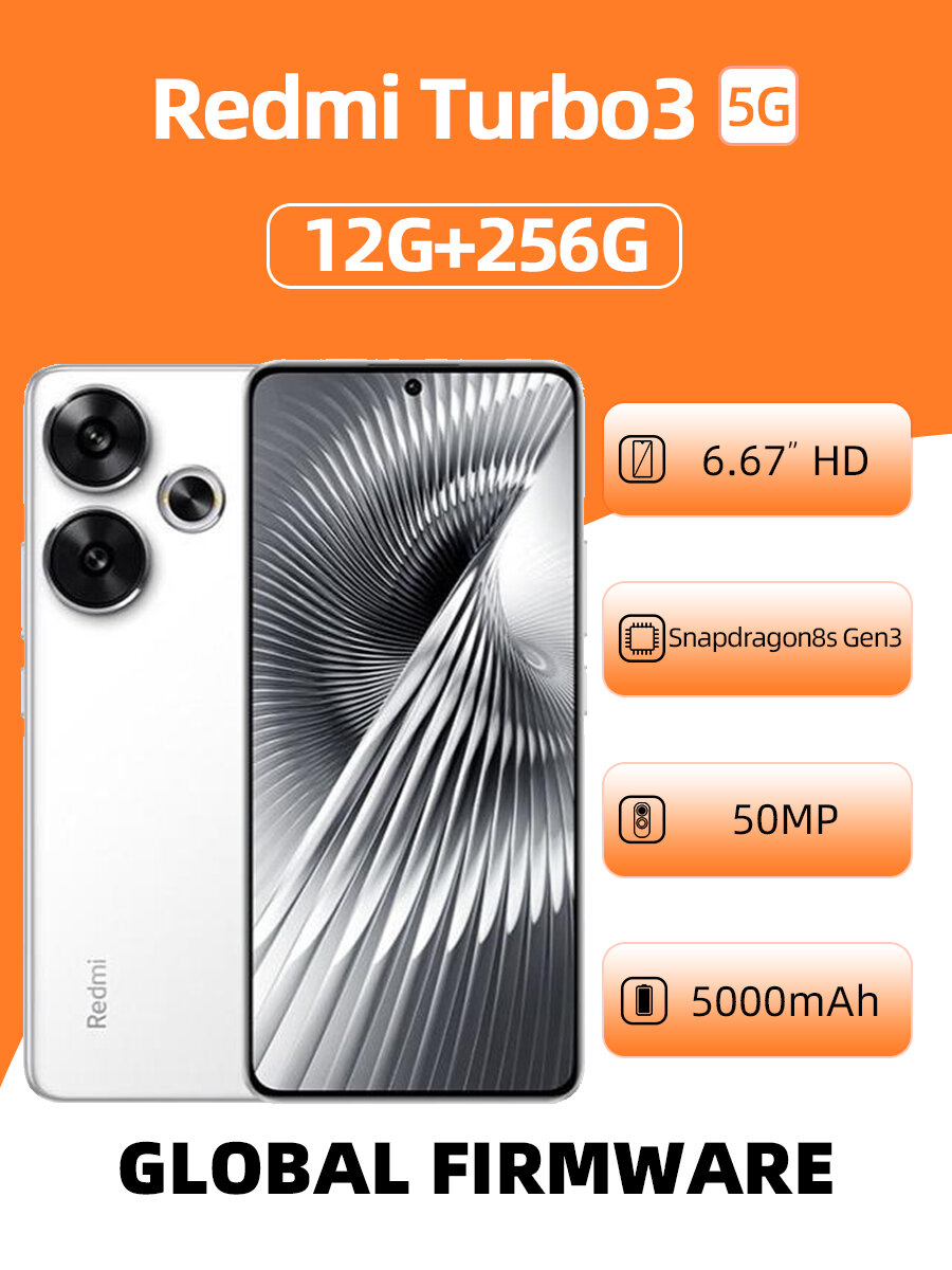 Смартфон Redmi Turbo 3 5G 12/256 ГБ White 2712x1220px 6.67-inch screen