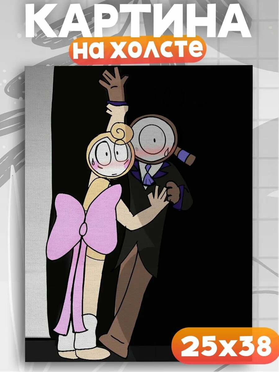 Картина на стену Роджер и Глистен мир денди roblox, на подрамнике, 1шт, 38х25 размер.