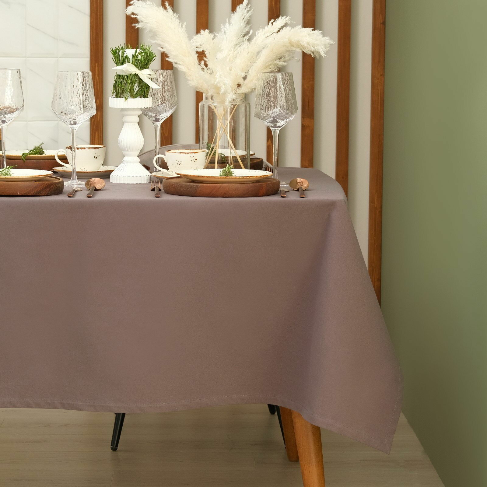 Скатерть Kitchen, 150x250 см, 100% хлопок, саржа 220 г/?2, коричневая